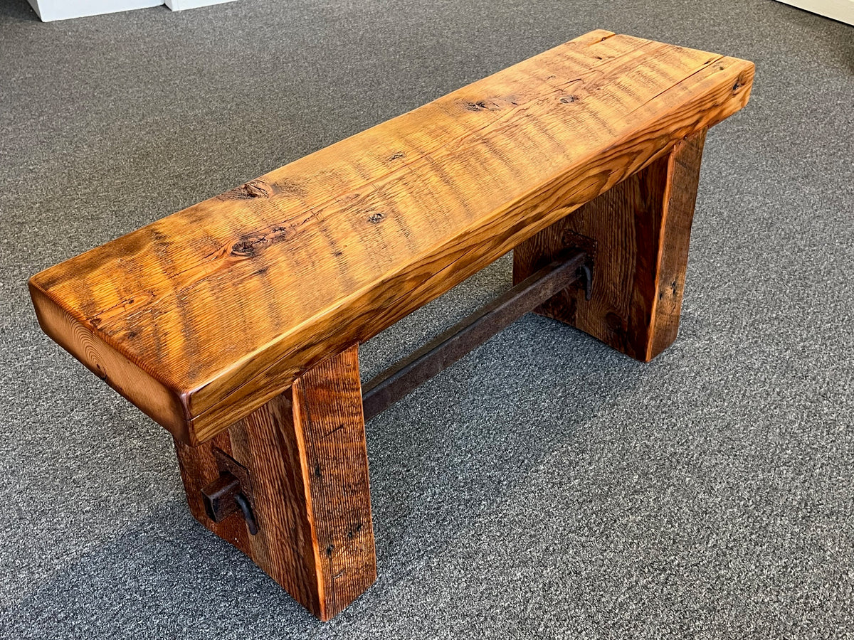 Reclaimed Fir Bench (Jack's) with Metal Rail – Winthrop Gallery