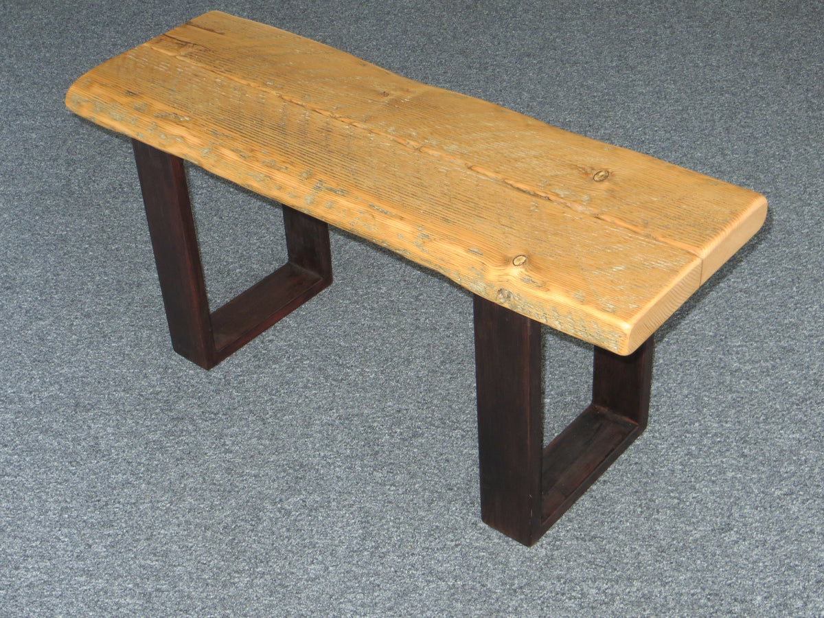 Reclaimed Fir Bench with Black Cube Legs – Winthrop Gallery